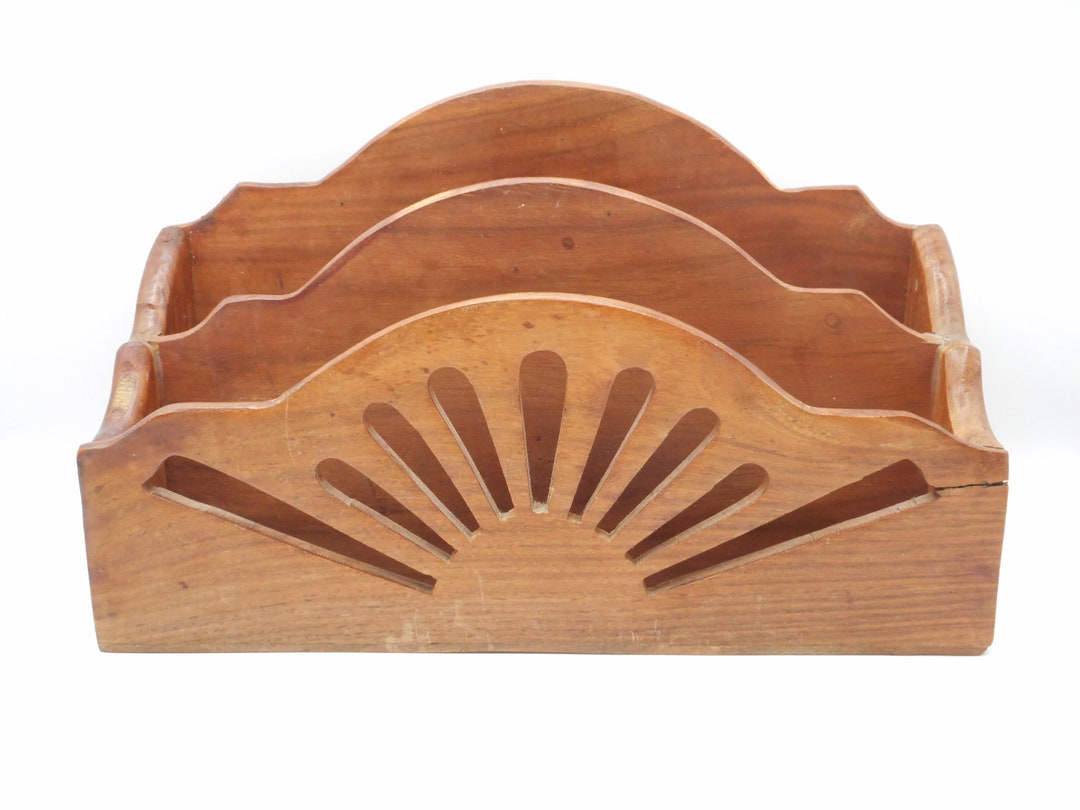 Wooden Letter Holder / Vintage Letter Envelope Rack Organizer P12/1665 ...