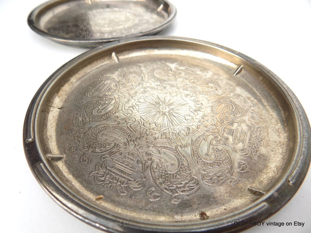 Pair Plates Silverplated Mini Falstaff Plates Ring Holders Collectable ...