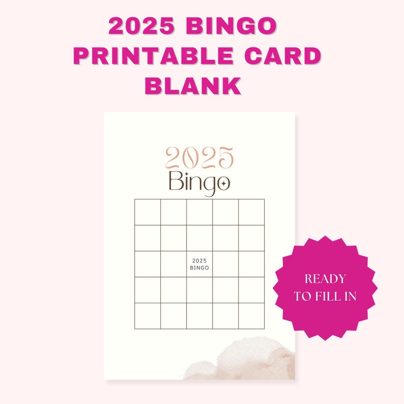 Printable 2025 Bingo Card, 2025 Vision Board Bingo Card, Blank Template ...