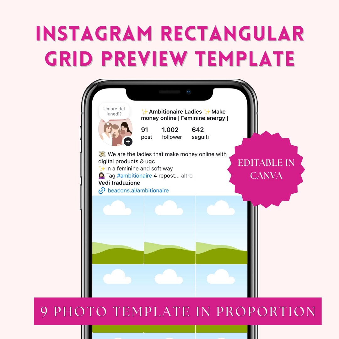 Instagram Grid Canva Template For New Rectangular Gallery 9 Photo
