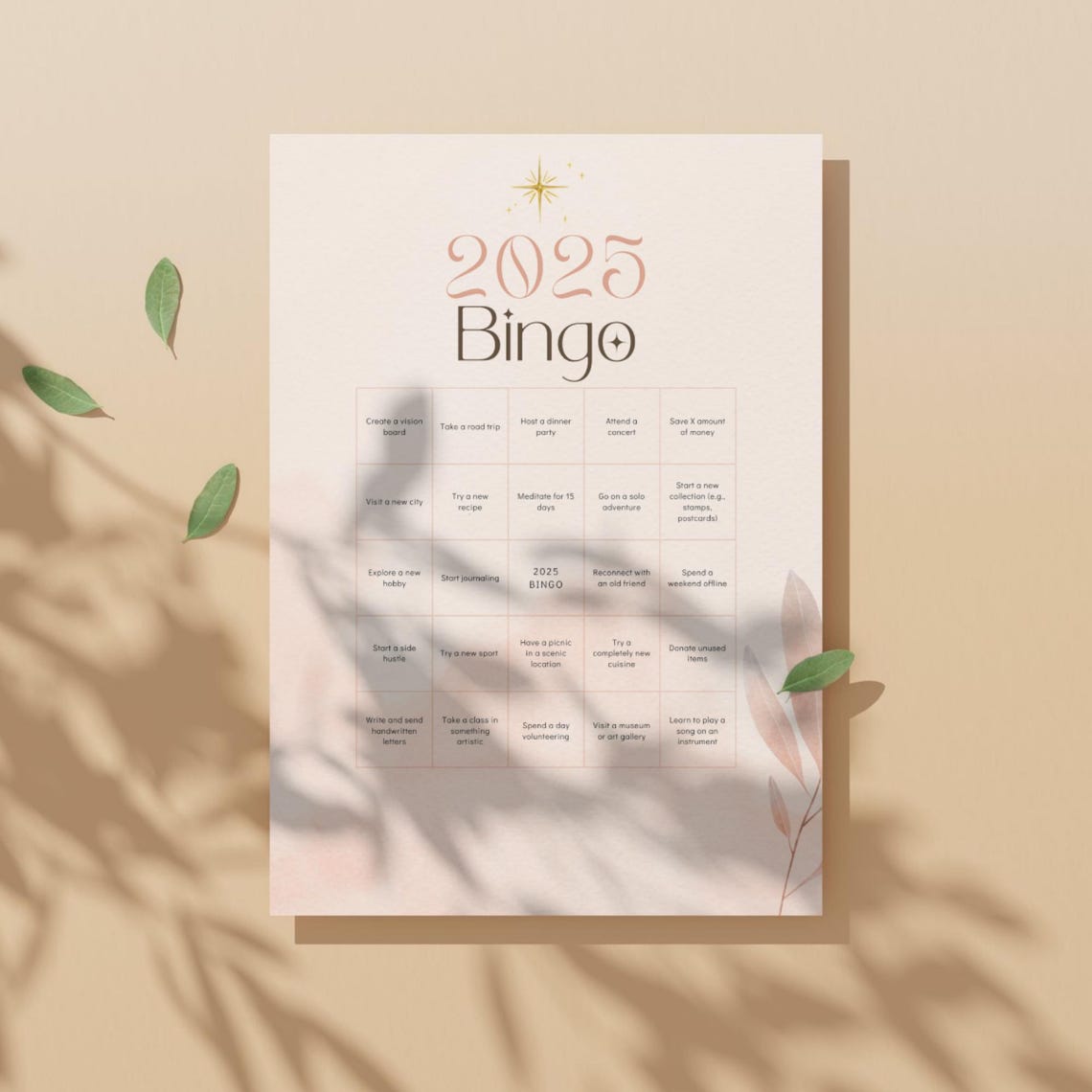Printable 2025 Bingo Card, 2025 Vision Board Bingo Card, Blank Template ...