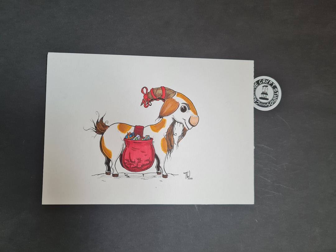 Unique Yule Goat A5 Drawing Ink Pen and Marker Art for Christmas, Norse ...