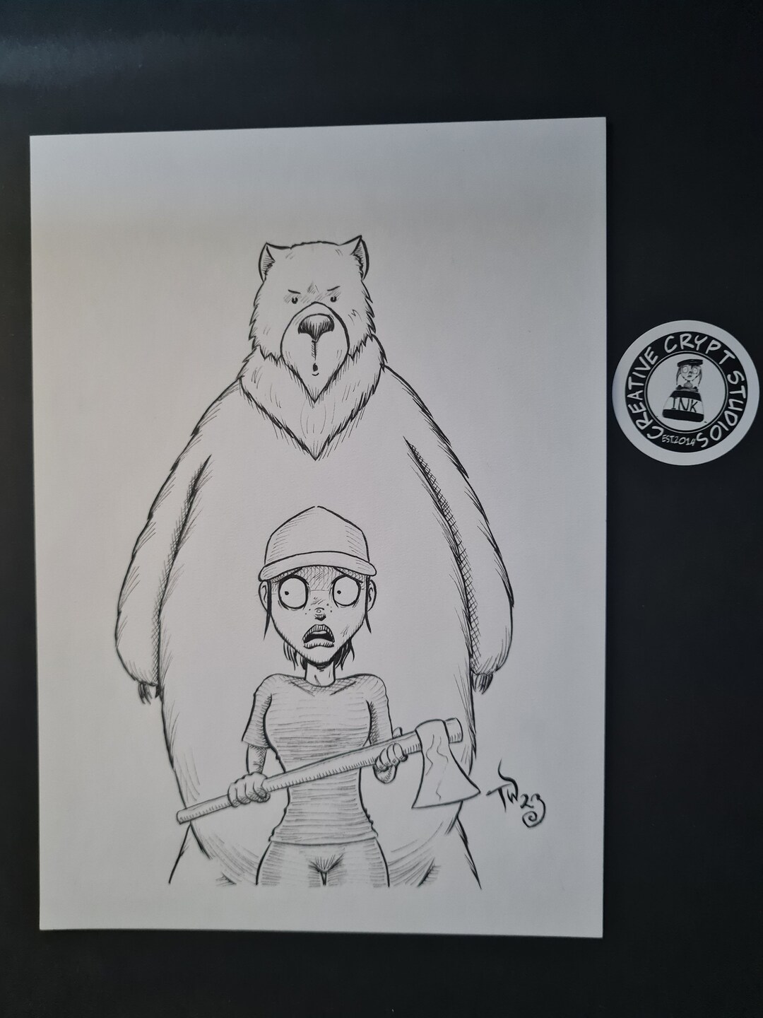 Original Ink and Pen Sketch, Drawing, Creative Crypt 'bear the Brunt of ...