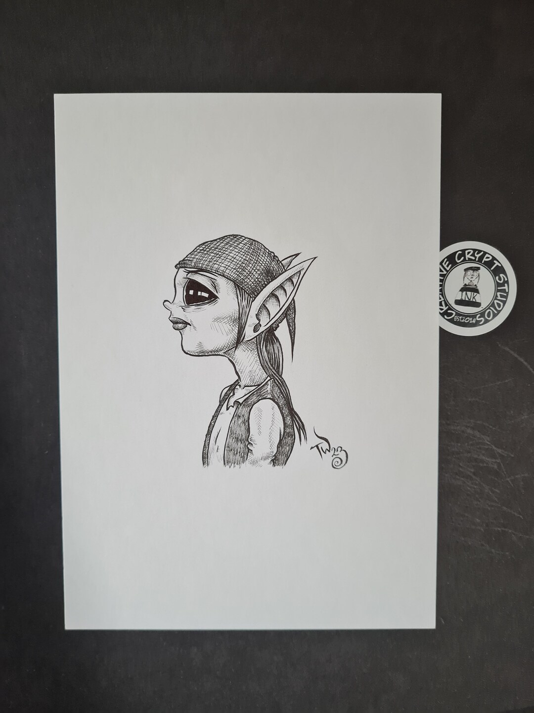 Unique A5 Ink Sketch of She-goblin - Fantasy, Pixie, Grunge Art With ...