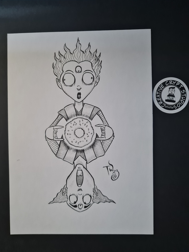 Creative Crypt 'all Hail the Holy Donut' Original Ink and Pen Sketch ...