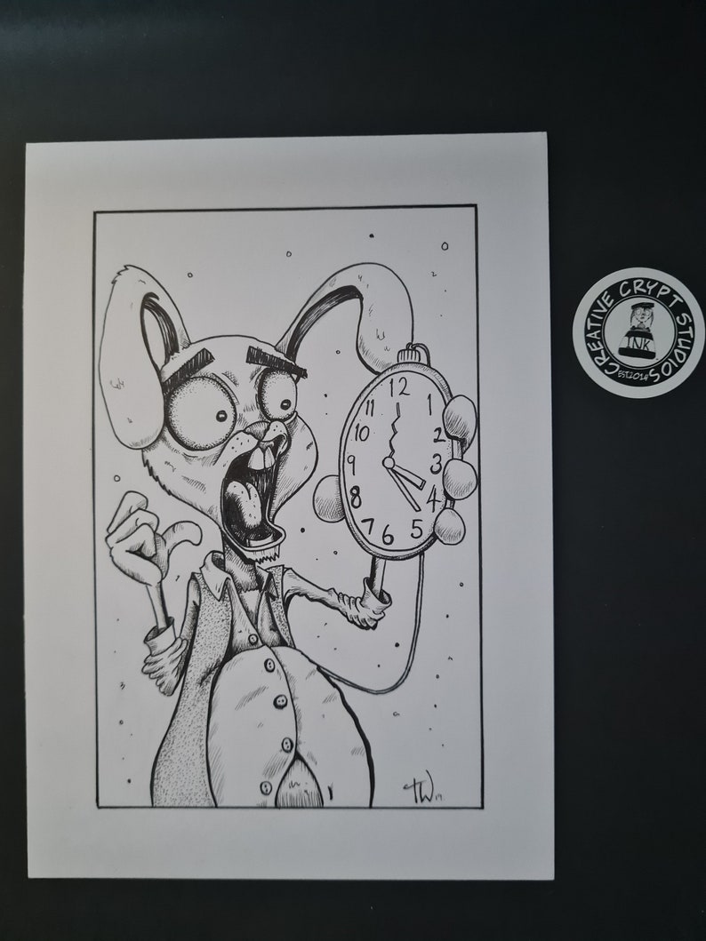 Alice in Wonderland Fan Art 'the White Rabbit'. Original Pen and Ink ...
