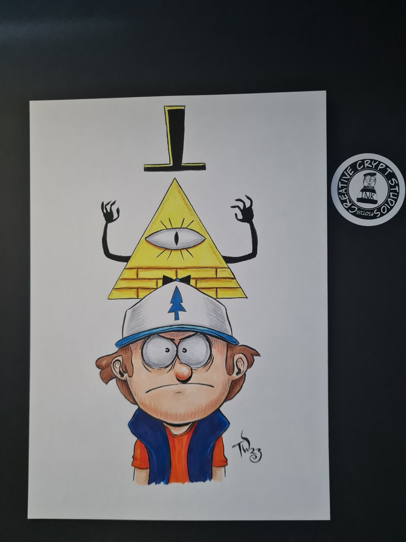 Original A5, Gravity Falls Fan Art 'dipper / Bill Cipher' Ink, Pen ...