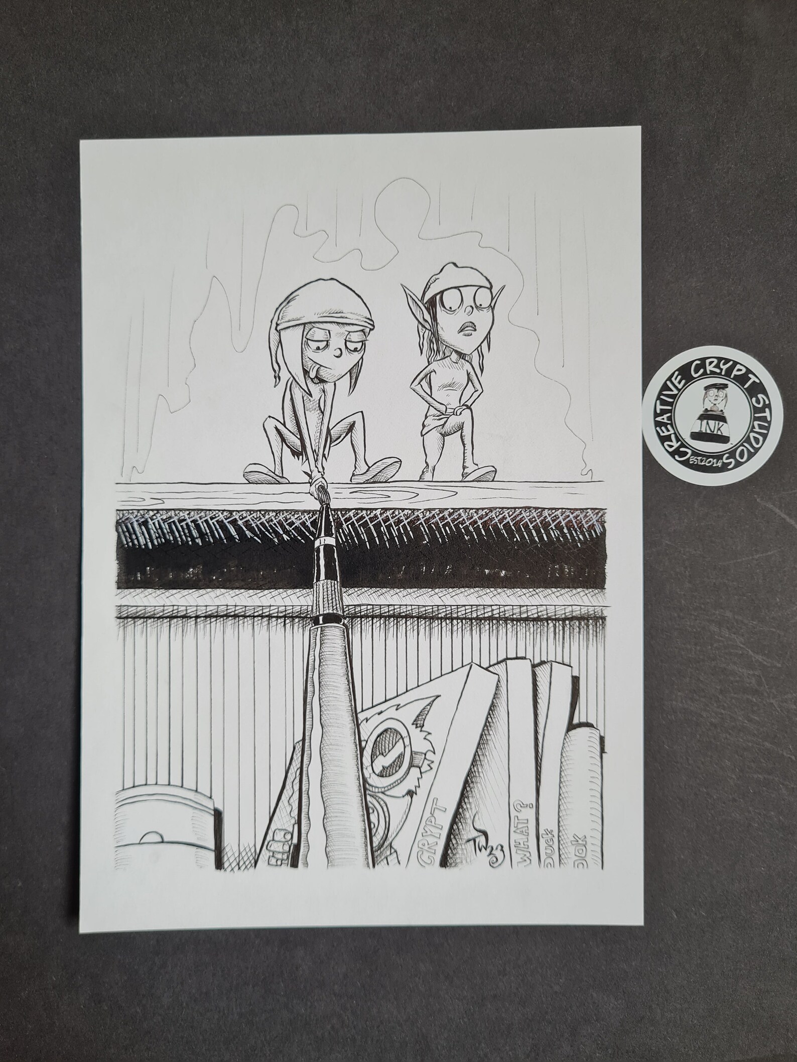 Original A5 Ink and Pen Sketch, Drawing 'pen Robbery' Creative Crypt ...