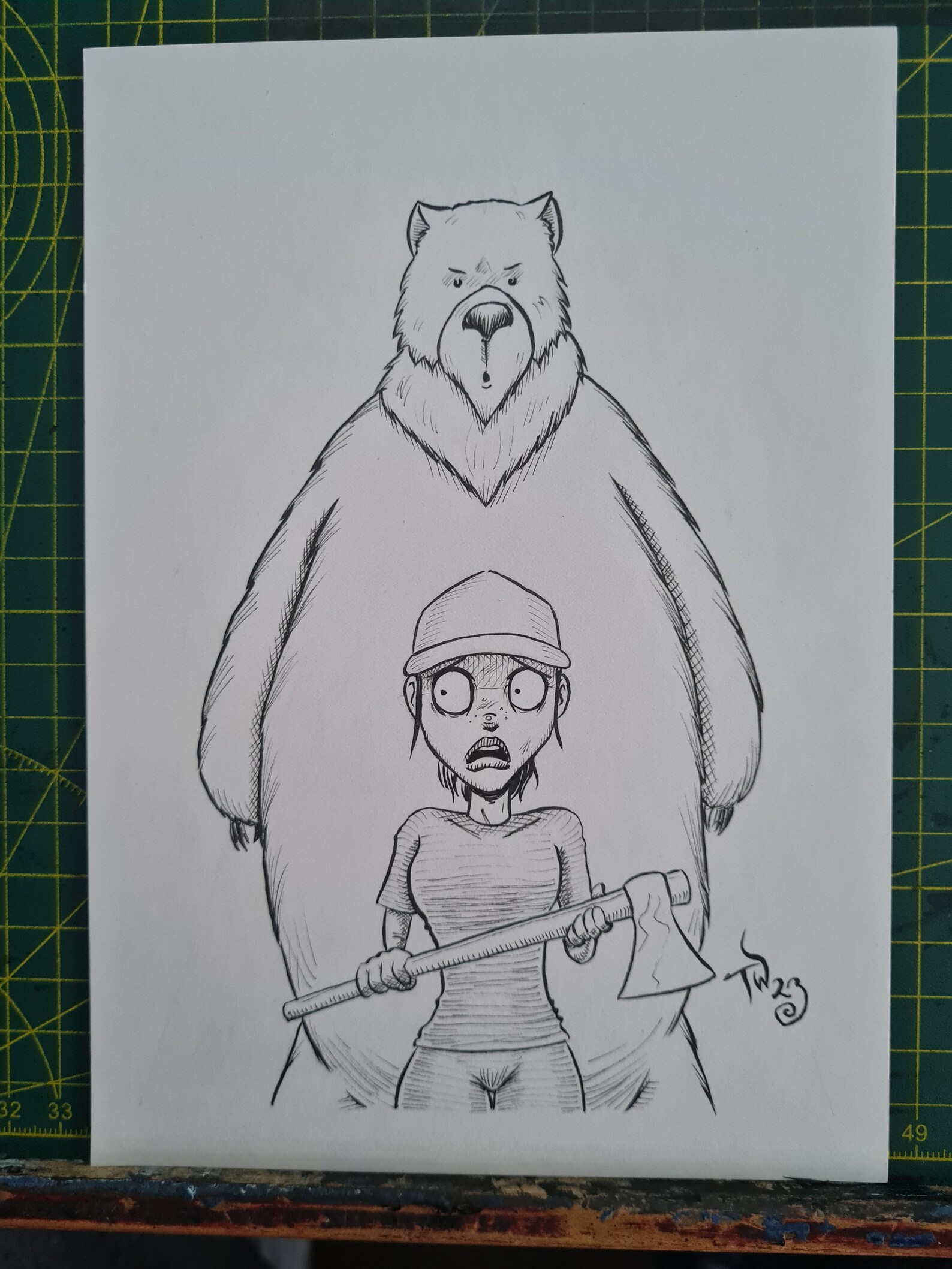Original Ink and Pen Sketch, Drawing, Creative Crypt 'bear the Brunt of ...