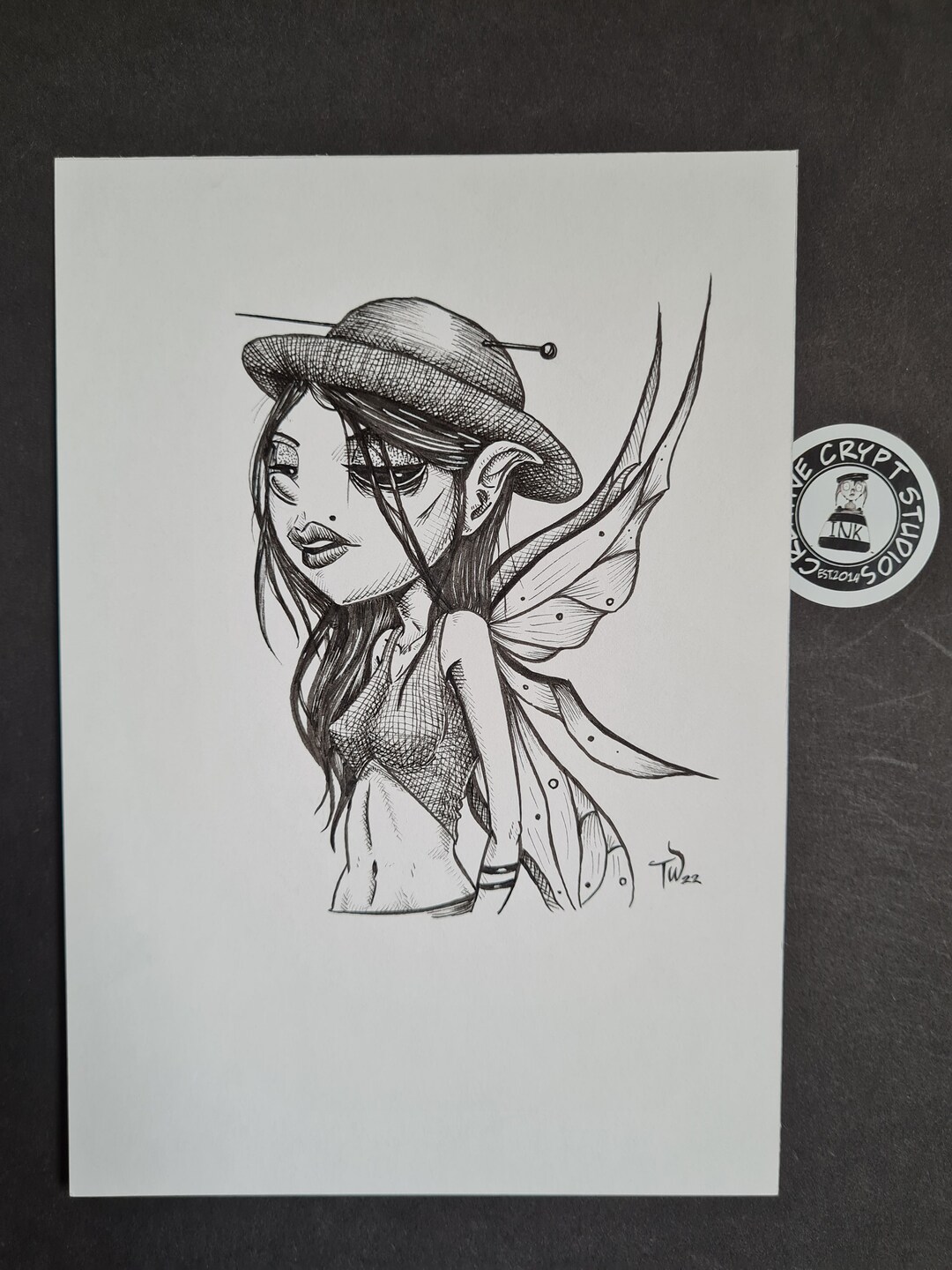 Original Woeful 1 Pen and Ink Drawing, Fairy Elf Fantasy Art With Wings ...