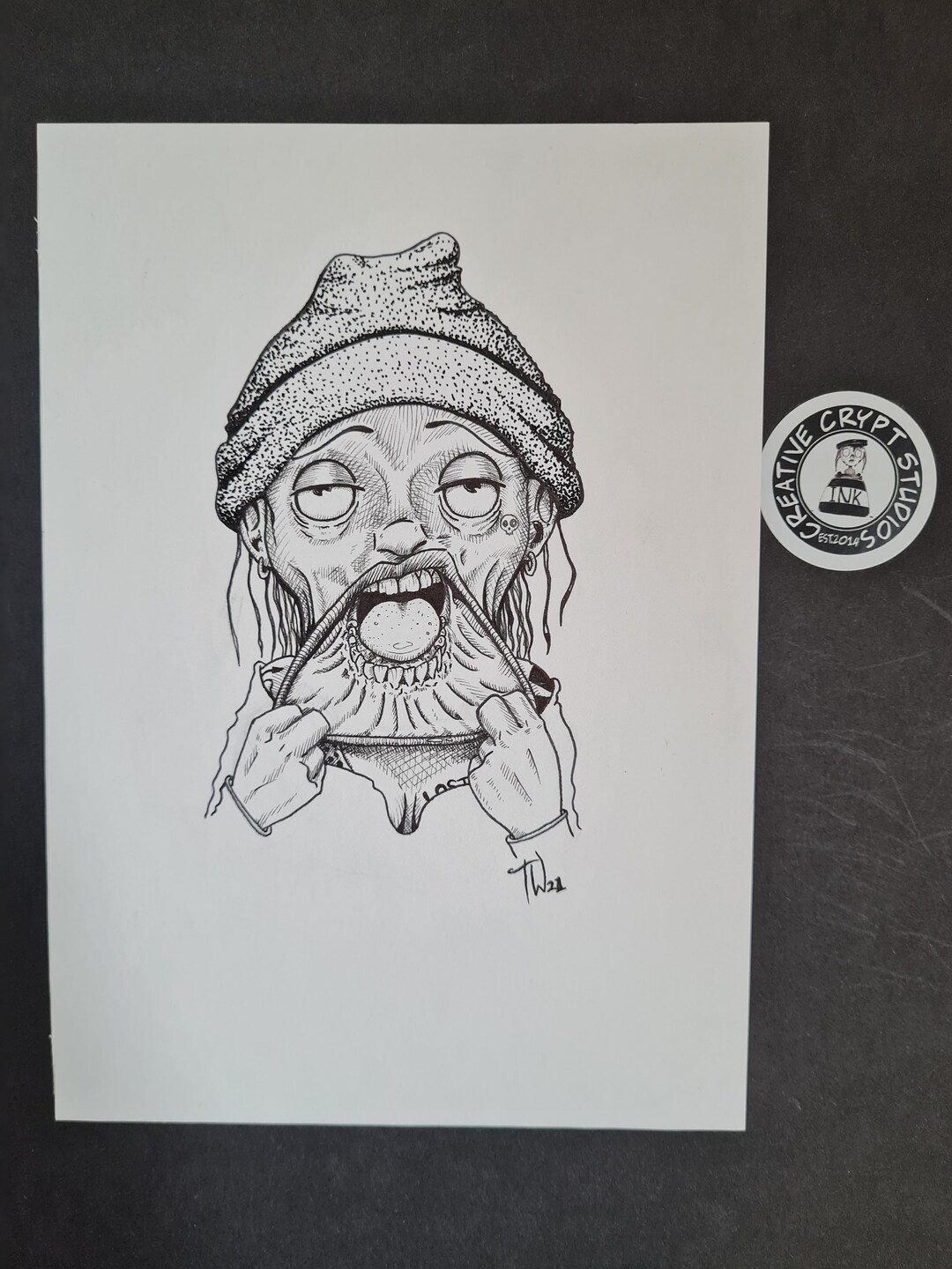 Original A5 Ink and Pen Sketch - Tapped Out Gum Fresh, Creative Crypt ...