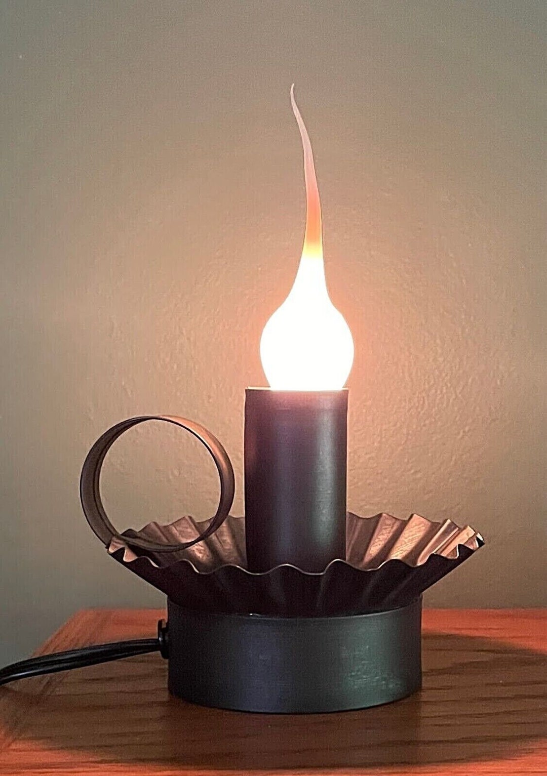 Primitive Colonial Tin Cottage Chamberstick Light Kettle Black - Etsy