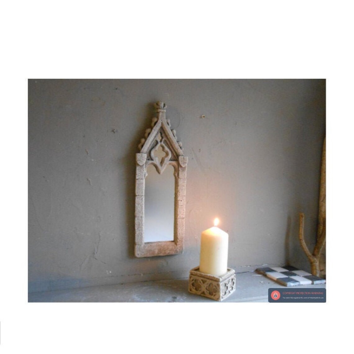 Pretty Ornate Stone Gothic Mirror | Etsy