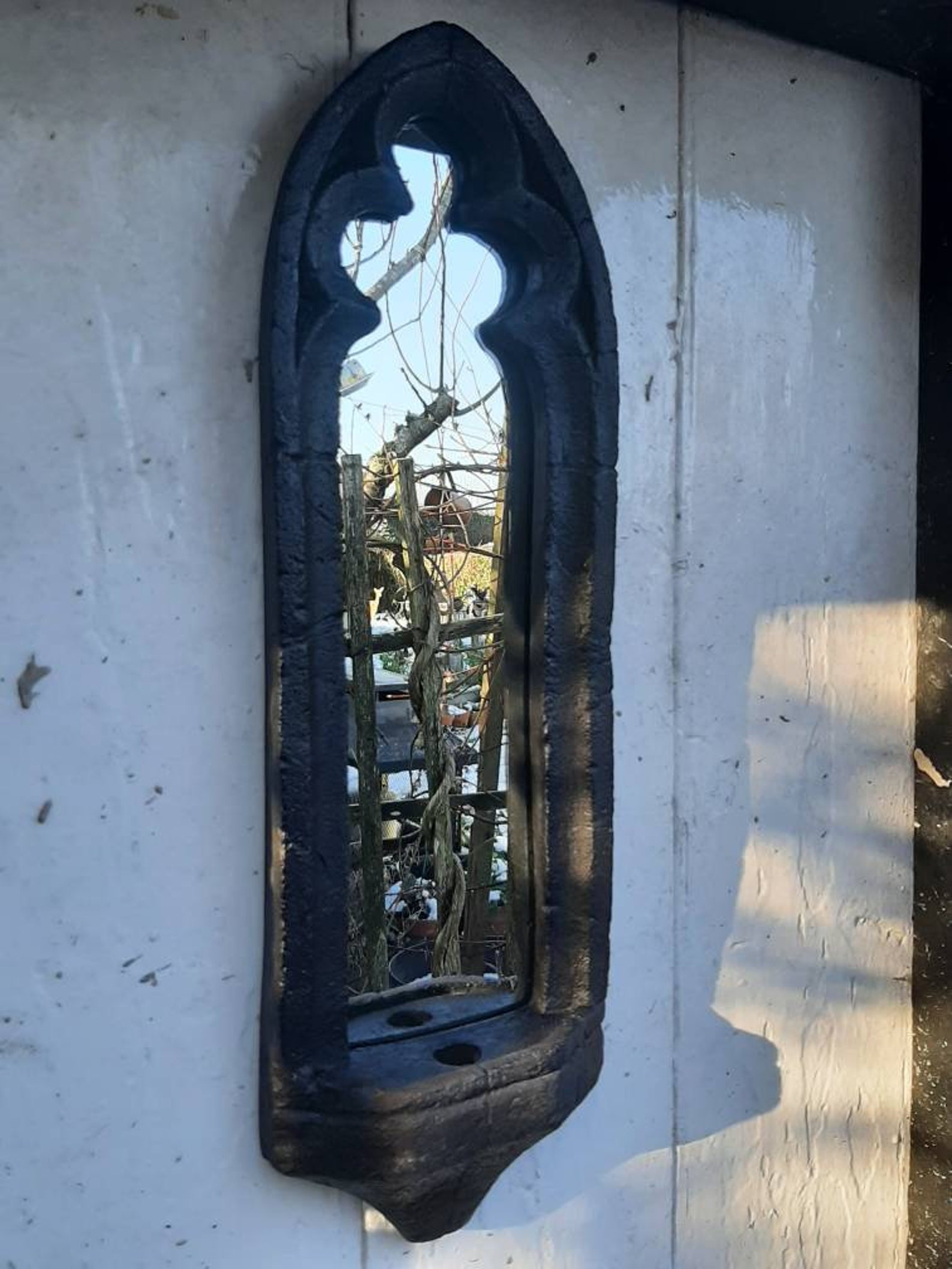 Gothic Candle Sconce Stone Trefoil Mirror - Etsy UK