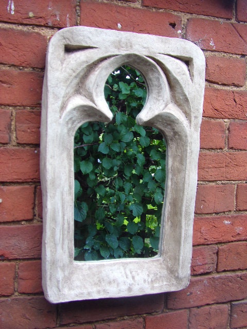 Large rustic stone garden or interior gothic mirror | Etsy