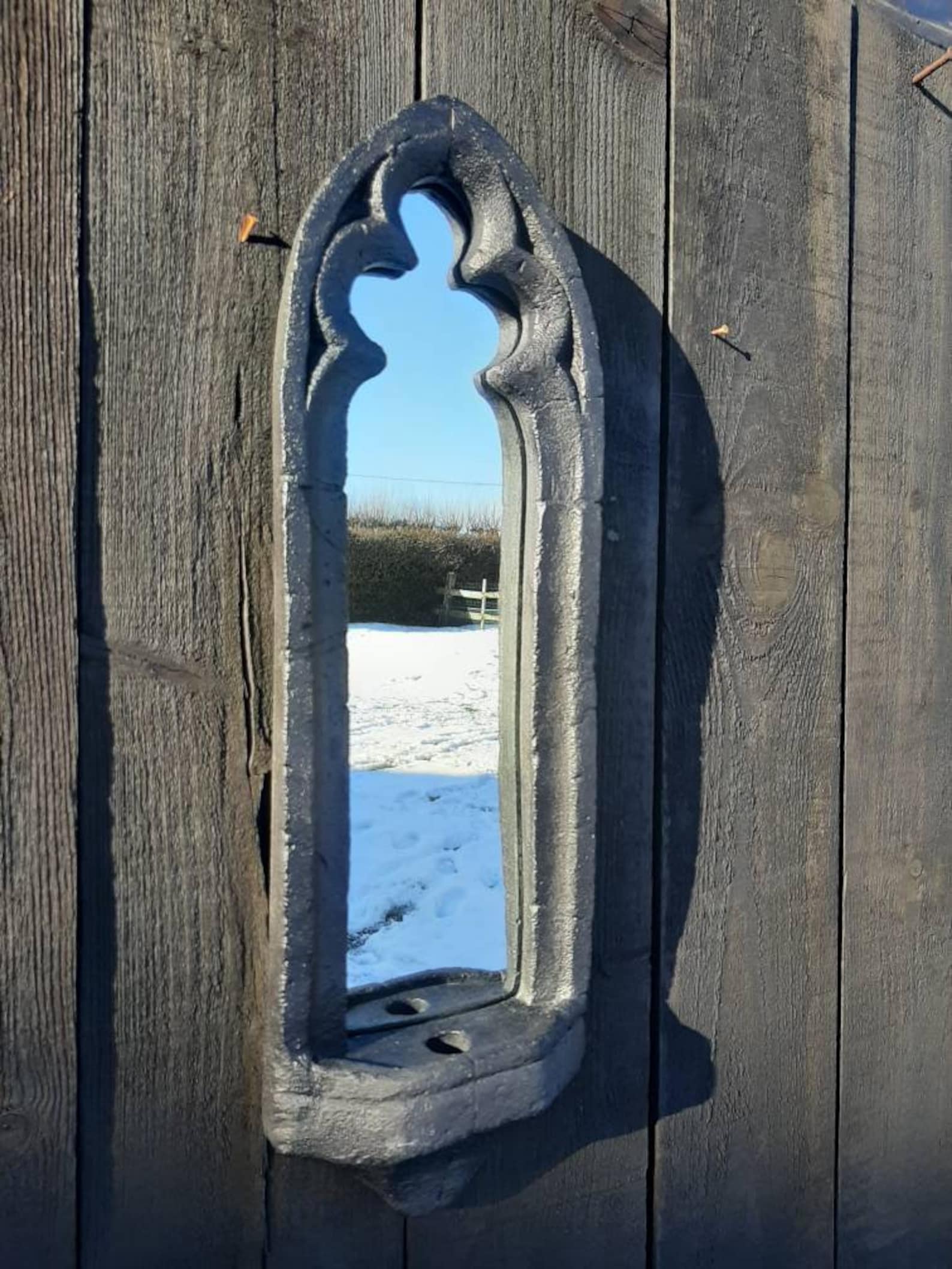 Gothic Candle Sconce Stone Trefoil Mirror - Etsy UK