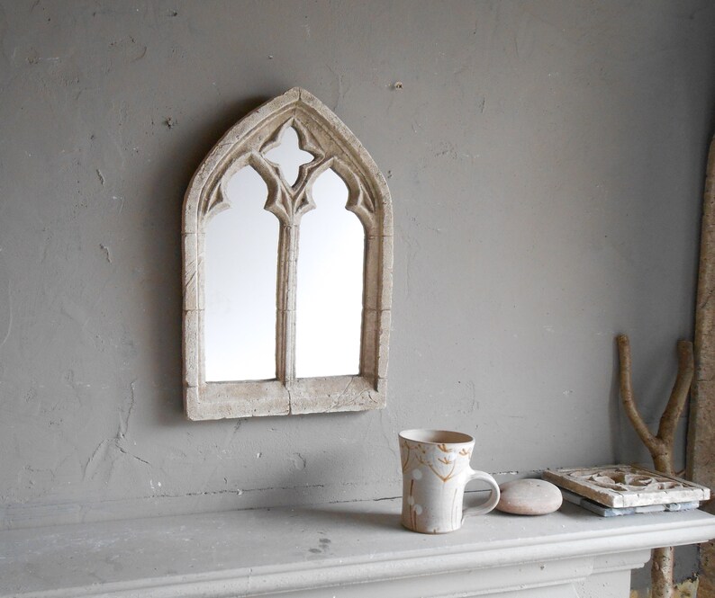 Gothic Double Light Arched Stone Vintage Mirror | Etsy UK