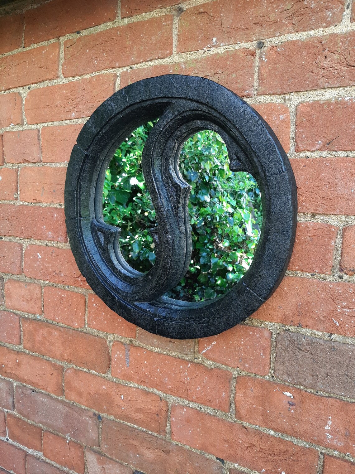 Yin Yang Gothic Rustic Round Stone Mirror - Etsy