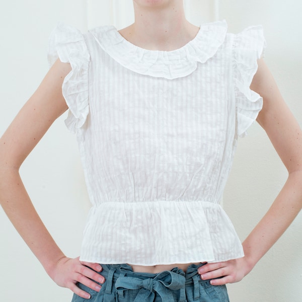 White Ruffle Blouse - Etsy
