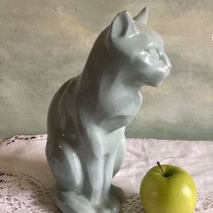 Large Longwy Antique Cat. French Faience Cat, Manufactured by Longwy in ...