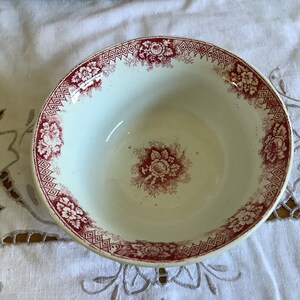 Gorgeous Antique French Wash Basin Set. Red and White Porcelain, Wash ...