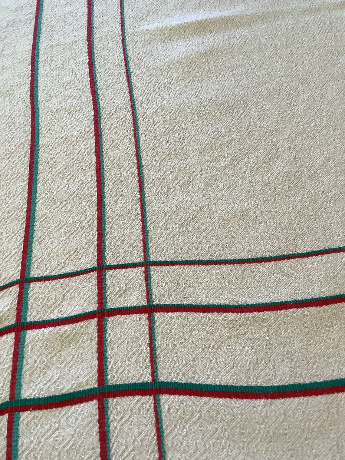 Vintage French Square Tablecloth and 6 Napkins. Cotton and Linen Basque ...