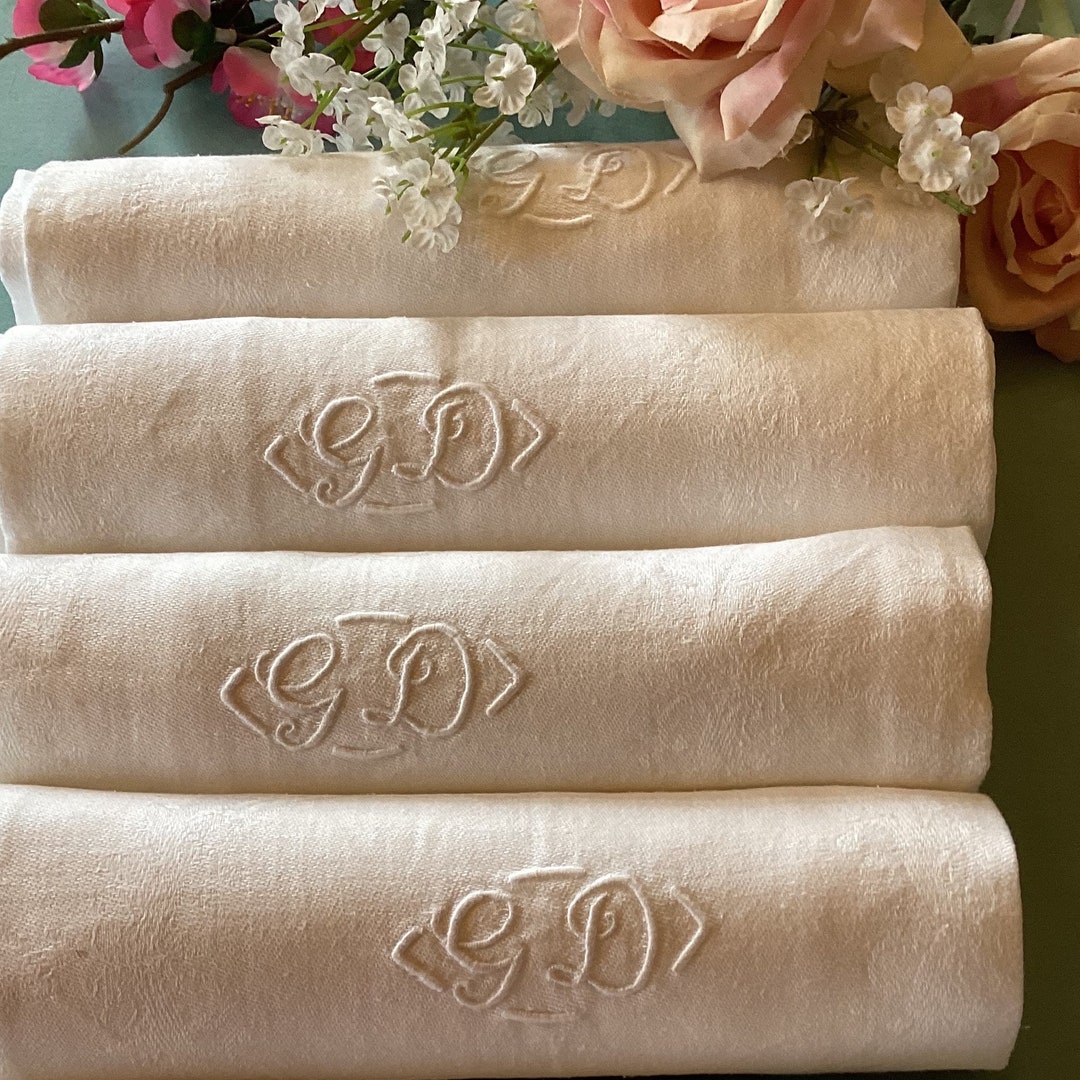 12 Antique French Linen Napkins. Gorgeous, Large Pure Linen Napkins ...