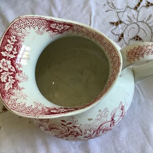 Gorgeous Antique French Wash Basin Set. Red and White Porcelain, Wash ...