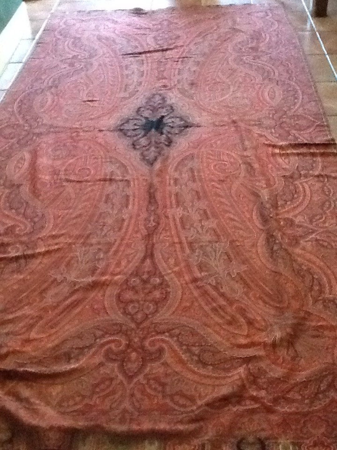 Very Very Long Throw With Cashmere Motifs. Very Large Cashemire Throw ...