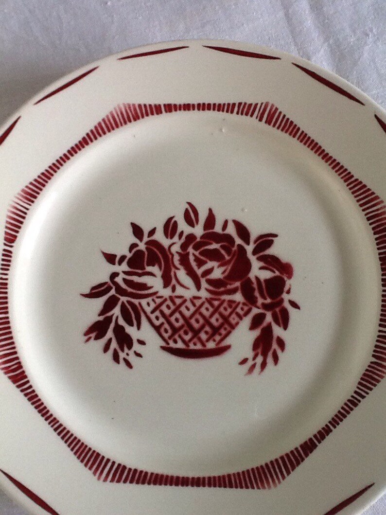 Set of 4 vintage French plates. Art Deco plates with rose | Etsy