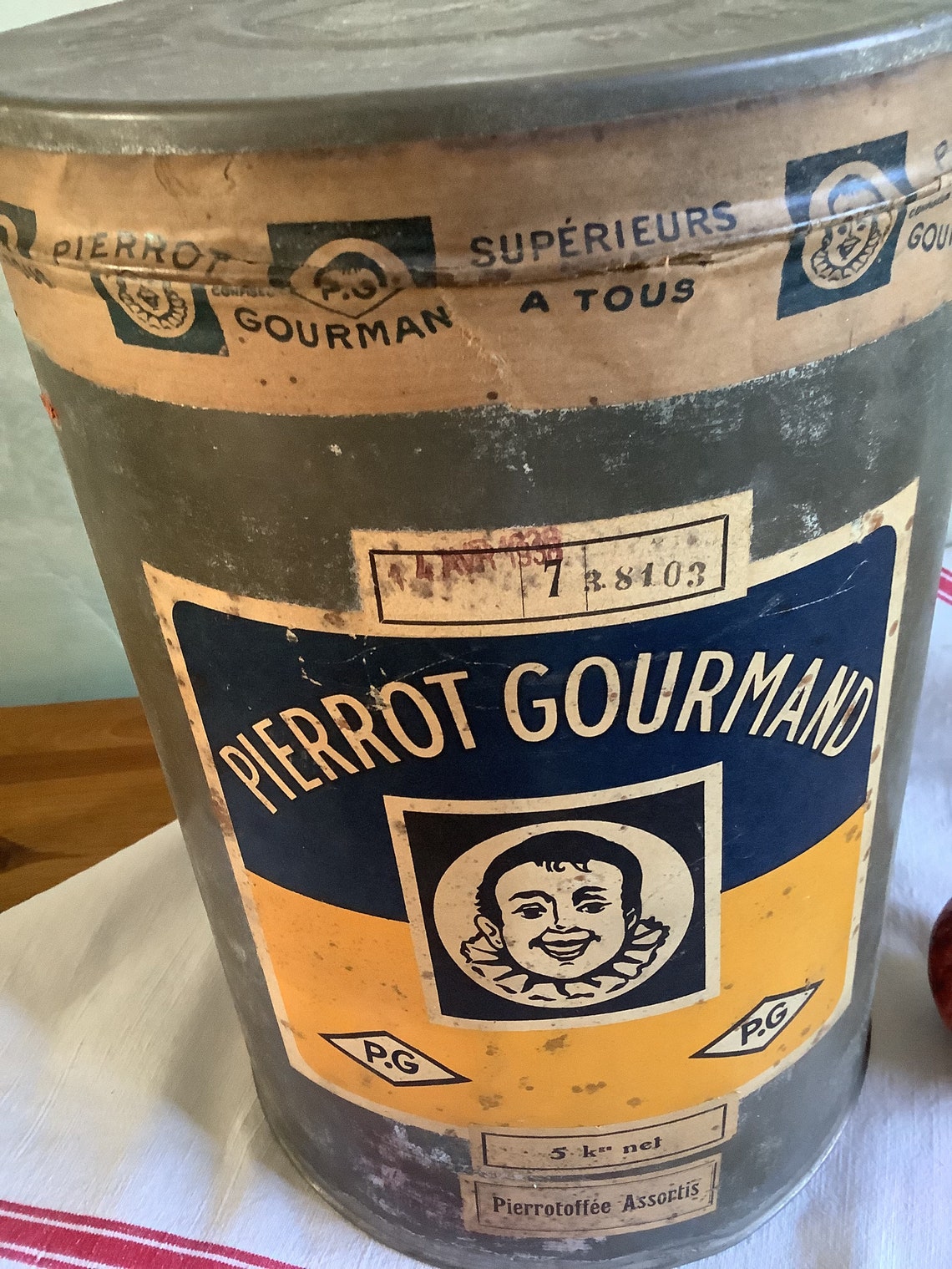 V. Large Antique French Tin. Shop Counter Sweet Tin. Pierrot - Etsy