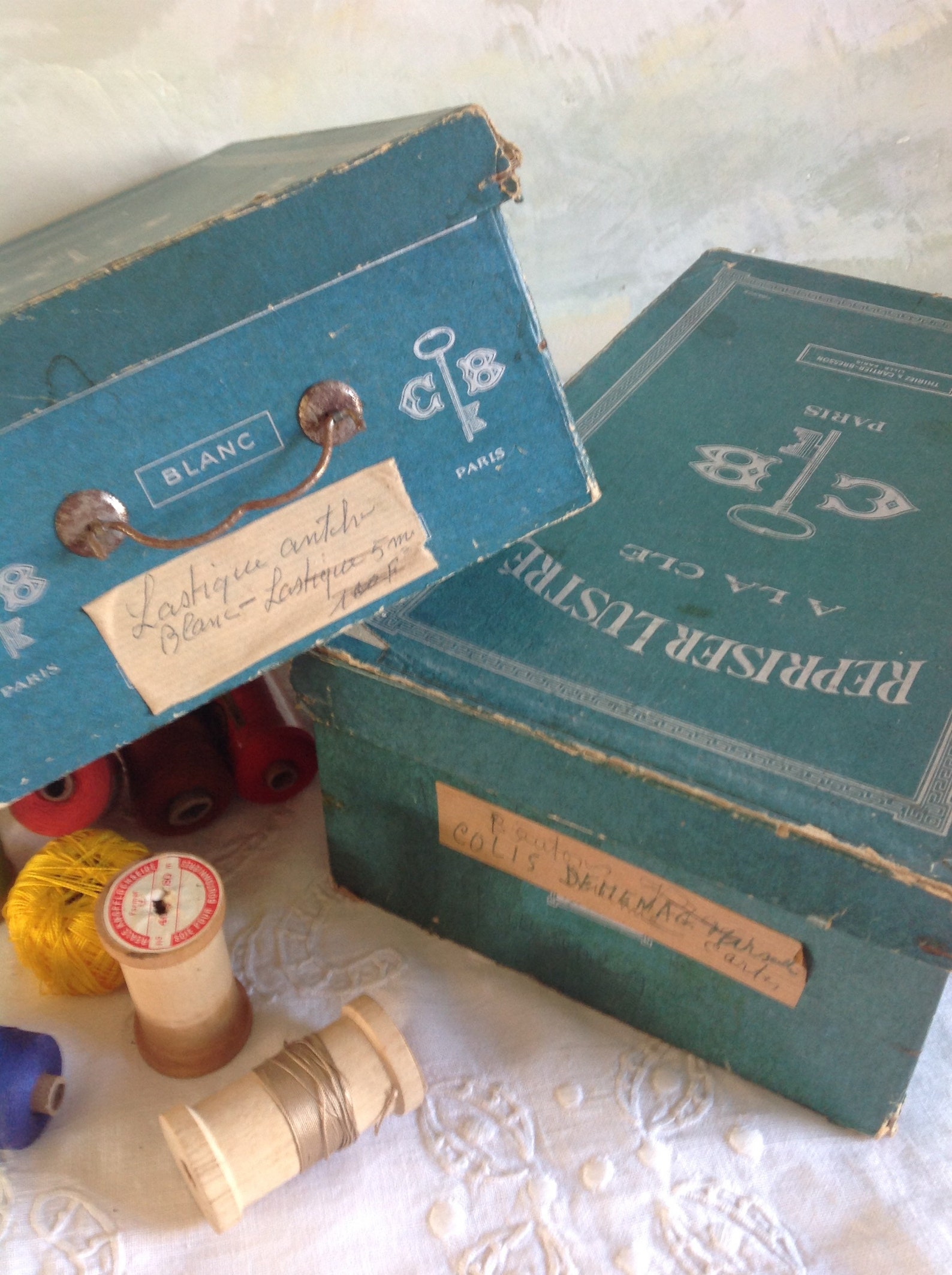 2 French Antique Cardboard Boxes. Haberdashery Boxes .storage - Etsy