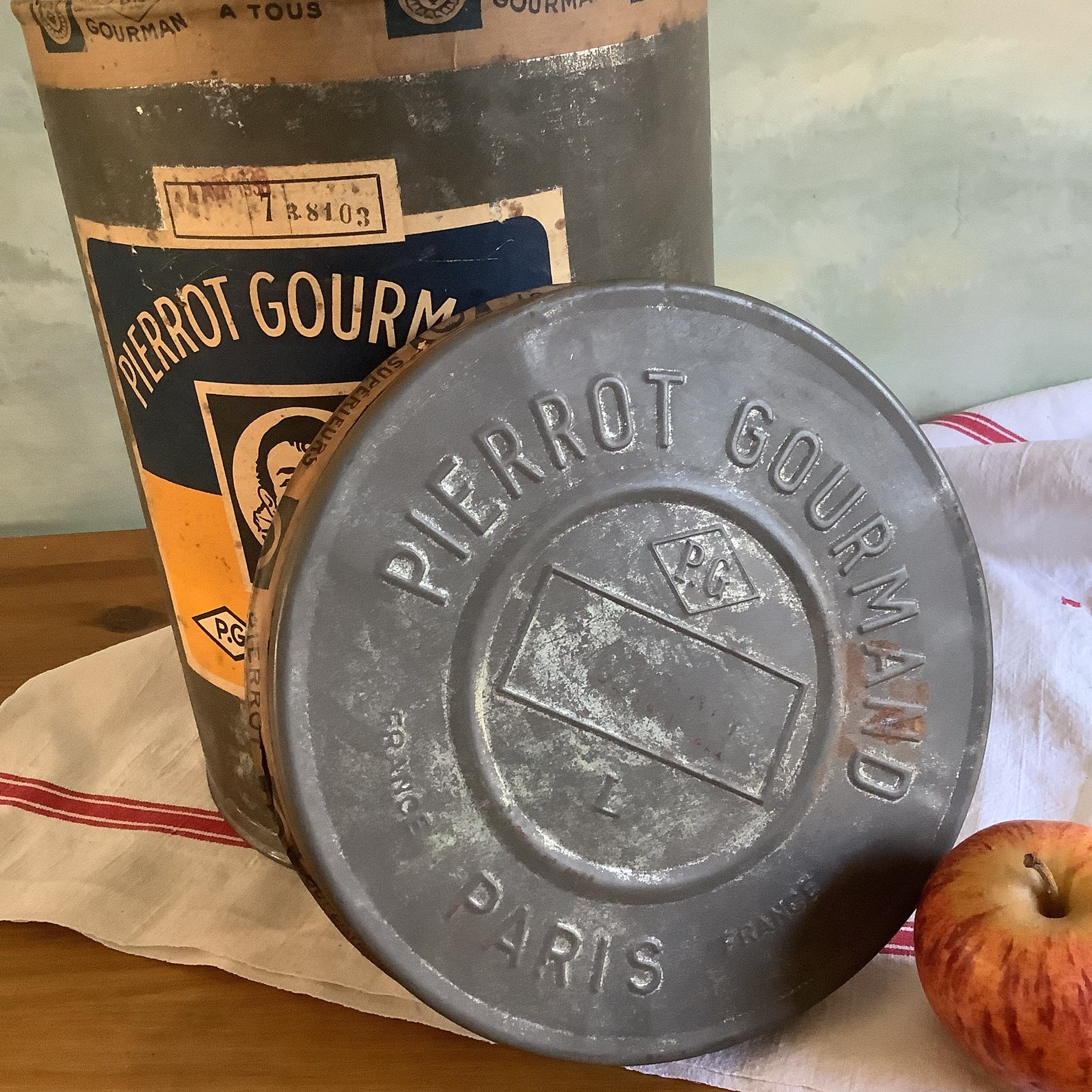 V. Large Antique French Tin. Shop Counter Sweet Tin. Pierrot - Etsy