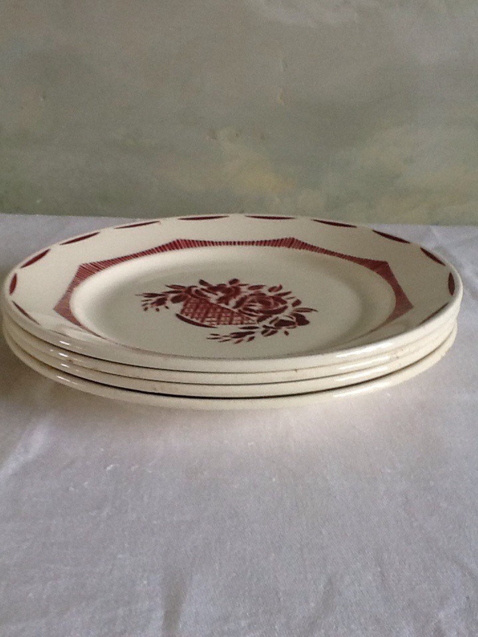 Set of 4 Vintage French Plates. Art Deco Plates With Rose | Etsy