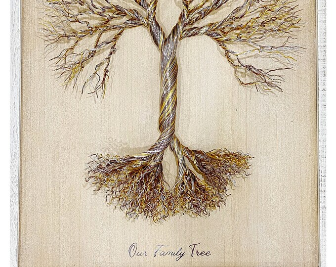 Family Tree Wire Tree Sculpture Framed for the Wall, Custom Initial ...