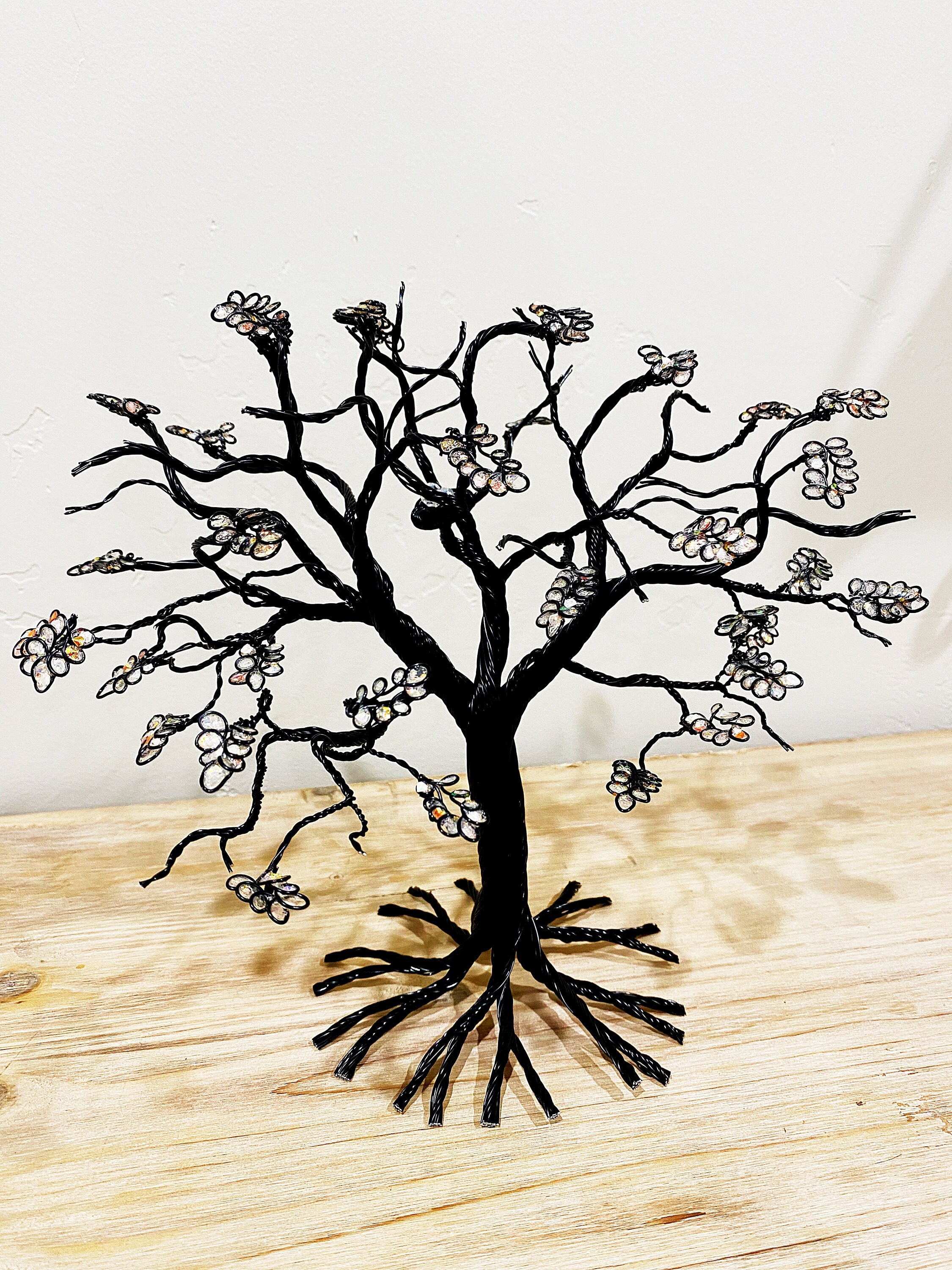 Unique Wire Tree Sculpture Black With Enamel Leaves - Etsy