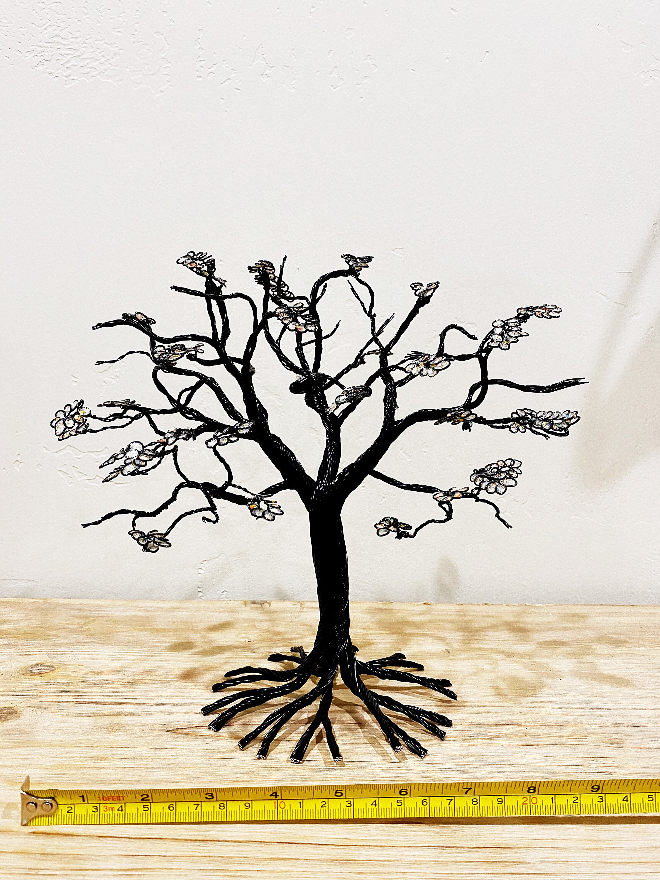 Unique Wire Tree Sculpture Black With Enamel Leaves - Etsy