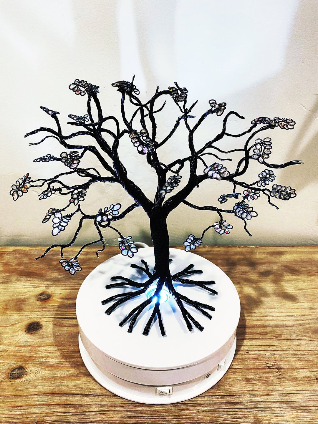 Unique Wire Tree Sculpture Black With Enamel Leaves - Etsy