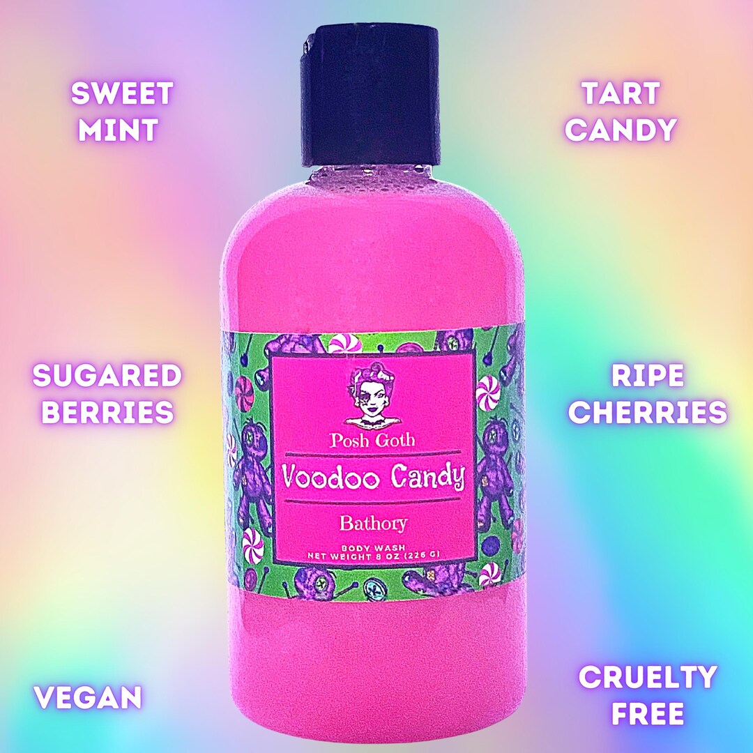 Voodoo Candy Shimmering Bubble Bath & Body Wash: Tart Berry Peppermint ...
