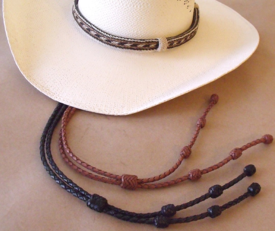 Premium Leather Cowboy Hat, Stampede String, Leather Cowboy Hat ...