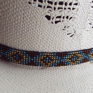 Beaded Hatband, Stretch Hat Band, Bold Rich Colors, Beaded Western Hat ...