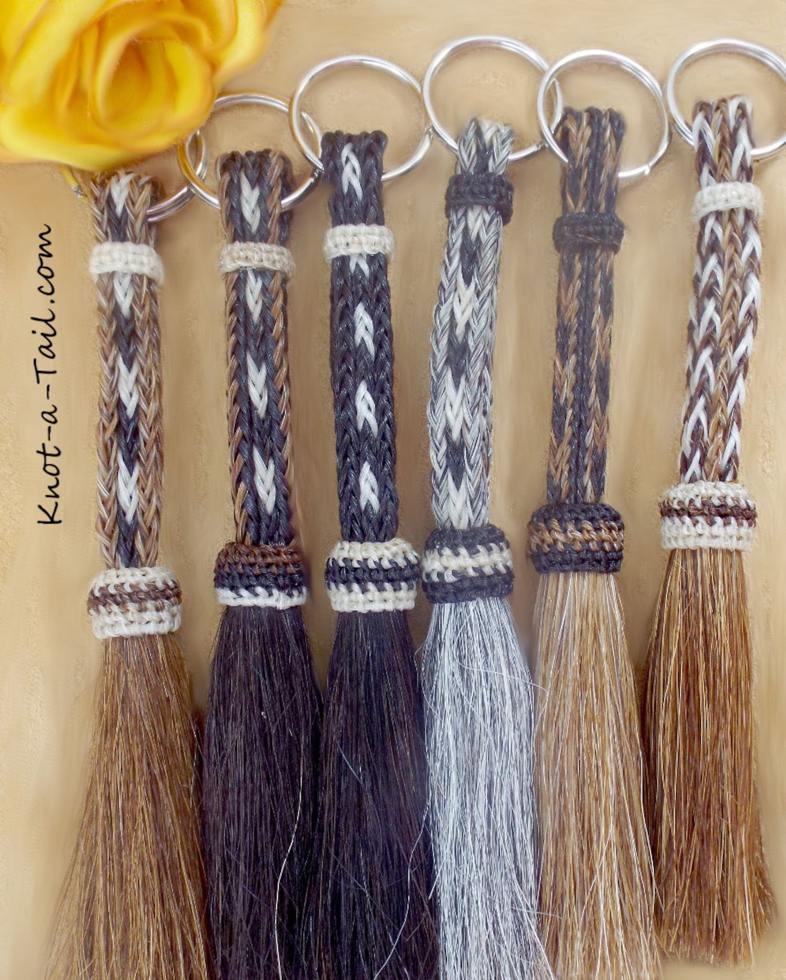 Horsehair Keychain, Hand-braided, Horse Hair Key Chain, 5 Color ...