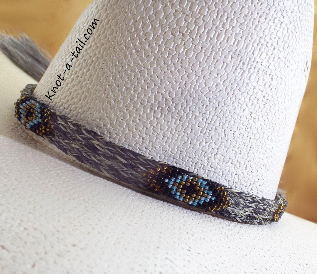 Hat Band, Beaded Horsehair Hat Band, BOLDEST Colors, Western Horsehair ...
