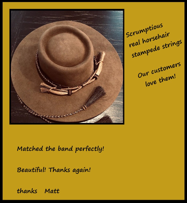 Horsehair Hat String, Cowboy Hat Stampede String, Chin Strap, Black N ...