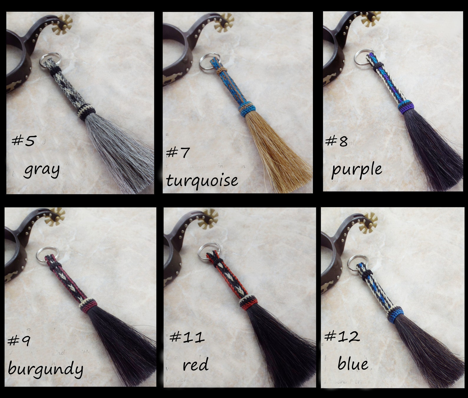 Horsehair Keychain, Hand-braided, Horse Hair Key Chain, 5 Color ...