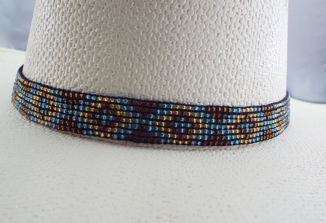 Beaded Hatband, Stretch Hat Band, Bold Rich Colors, Beaded Western Hat ...