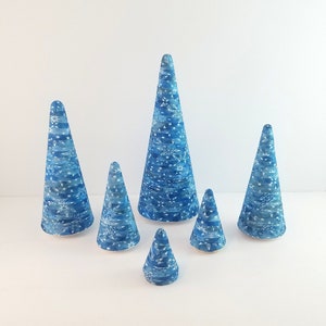 Blue and White Trees, Blue With White Snowflake Trees, Blue Cone Trees ...