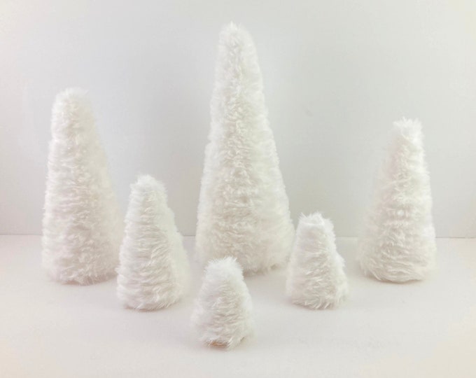 White Trees, White Cone Trees, White Fluffy Trees, White Centerpiece ...