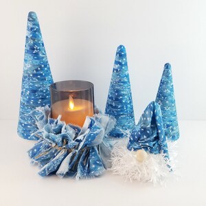 Blue and White Trees, Blue With White Snowflake Trees, Blue Cone Trees ...