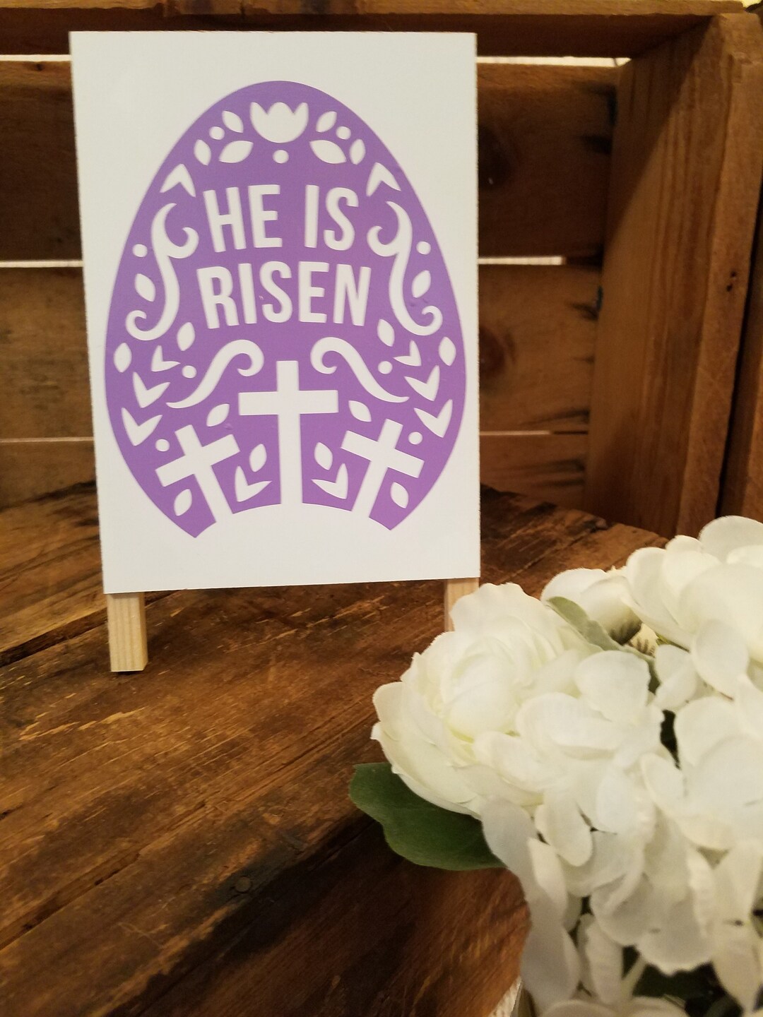 He is Risen Sign, Purple Easter Sign, Easter Home Decor, Easter Mantle ...